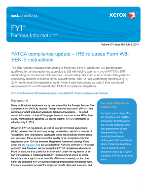 Fillable Online IRS releases Form W8- BEN-E instructions - FYI - Xerox ...