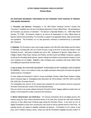 Fillable Online After-thanks facebook check-in contest no ... - Stage ...