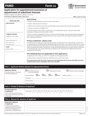 Fillable Online PAMD Form 11 - Application for apppointment/extension ...