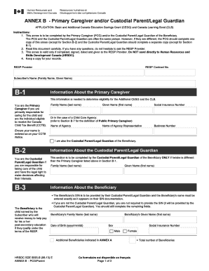 Fillable Online ANNEX B - Primary Caregiver and/or Custodial Parent ...