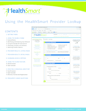 Fillable Online Using the HealthSmart Provider Lookup Fax Email Print - pdfFiller