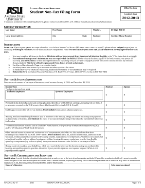 Fillable Online students asu Student Non-Tax Filing Form - ASU Students ...
