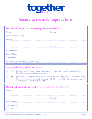 Fillable Online Access to records request form - Together Trust Fax Email Print - pdfFiller