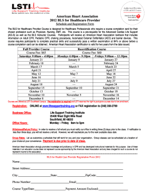 Fillable Online botsford 2012 BLS Healthcare Provider Registration Fax ...