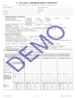 Fillable Online 2-4 Family Broker Price Opinion - BPO Forms Fax Email ...