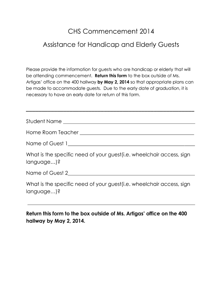 Fillable Online cobbk12 Assistance for Handicap and Elderly Guests - cobbk12 Fax Email Print ...