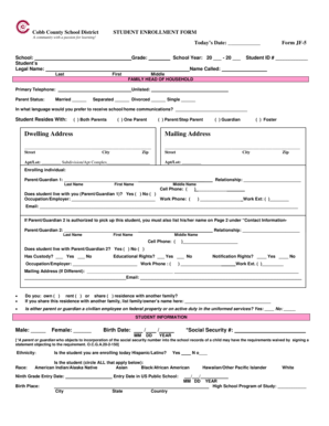 Fillable Online cobbk12 A community with a passion for learning - cobbk12 Fax Email Print ...