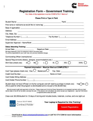 Fillable Online Government Training Registration Form Fax Email Print ...