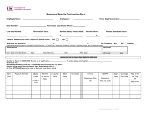 Fillable Online keck usc Updated March 11, 2011 Severance Benefits ...