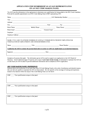 Fillable Online iaei Technical Committee Candidate Application Form NEC ...