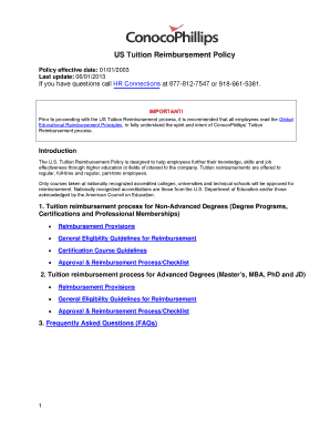 Sample Tuition Reimbursement Form | pdfFiller