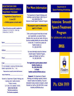 Fillable Online flinders edu INTENSIVE SMOOTH SPEECH - flinders edu Fax ...