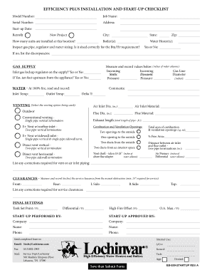 Fillable Online EFFiciency plus installation and start-up cHecKlist Fax ...