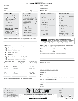 Fillable Online POWER-FIN START-UP CHECKLIST - Lochinvar Fax Email ...