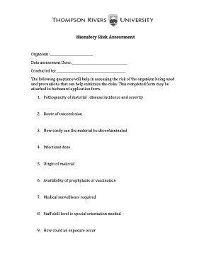 Fillable Online tru Biosafety Risk Assessment - tru Fax Email Print ...