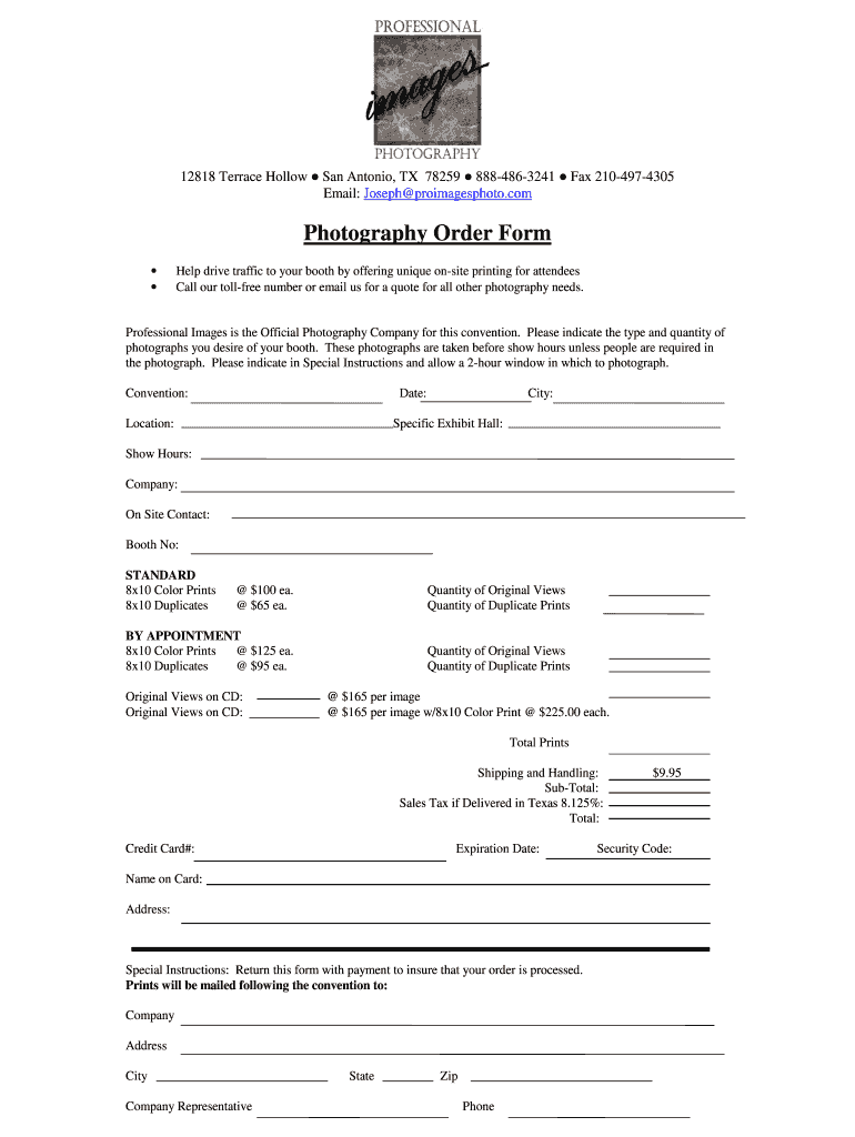 Fillable Online SC08 Photography Order Form.doc Fax Email Print - pdfFiller