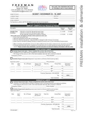 Fillable Online Installation & Dismantle Labor Order Form Fax Email Print - pdfFiller