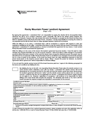 Fillable Online rockymountainpower By signing this agreement, I ...