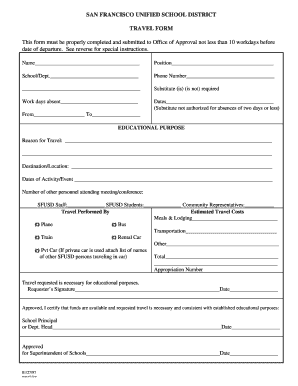 Fillable Online galileoweb Travel Form. Travel Form Fax Email Print ...