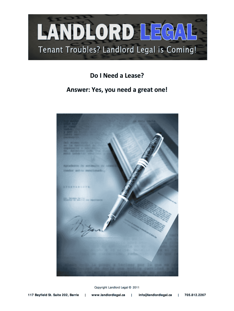 Fillable Online landlordlegal Do I Need a Lease? Answer: Yes, you need a great ... - Landlord ...