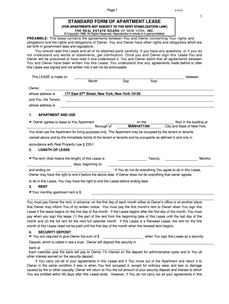 New York Lease Agreement Template