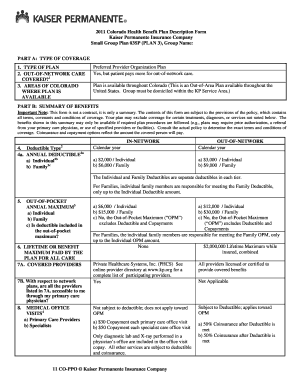 Fillable Online brokernet kp 2011 Colorado Health Benefit Plan ...