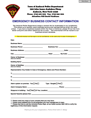 Fillable Online amherst ny Town of Amherst Police Department Fax Email ...