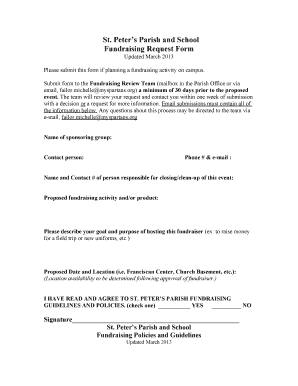 Fillable Online St. Peter's Parish and School Fundraising Request Form ...