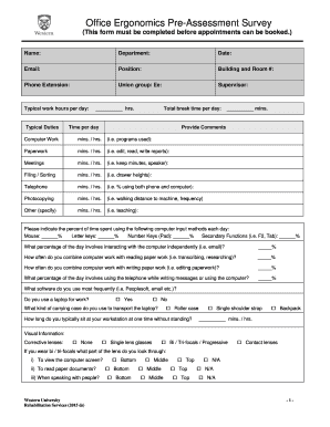 Fillable Online Office Ergonomics Pre-Assessment Survey Fax Email Print ...