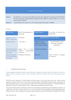 Fillable Online portal nordu Simplified NIF for GN4 Input Purpose: This ...
