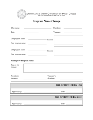 Fillable Online Program Name Change Form Fax Email Print - pdfFiller