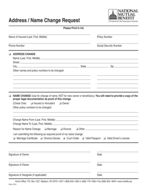 Fillable Online nmblife Address Name Change Request - nmblife Fax Email Print - pdfFiller