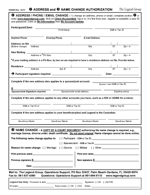 Fillable Online ?ADDRESS CHANGE AUTHORIZATION ? NAME CHANGE AUTHORIZATION Fax Email Print ...