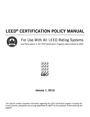 Fillable Online LEED CERTIFICATION POLICY MANUAL Fax Email Print ...