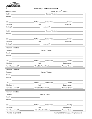 Fillable Online Dealership Credit Information Fax Email Print - pdfFiller
