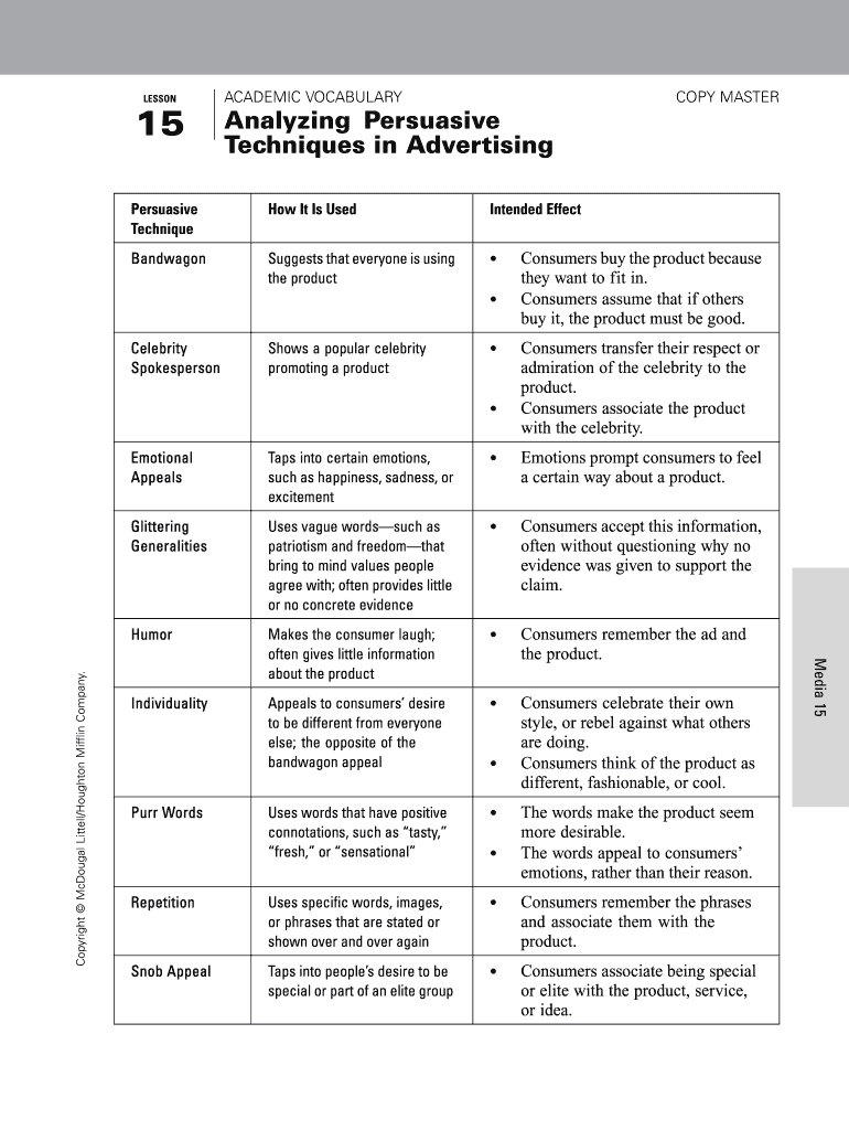 Fillable Online Techniques in Advertising Fax Email Print - pdfFiller