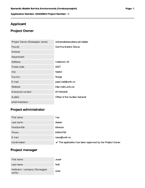 Fillable Online wiki unik Applicant Project Owner Project administrator ...