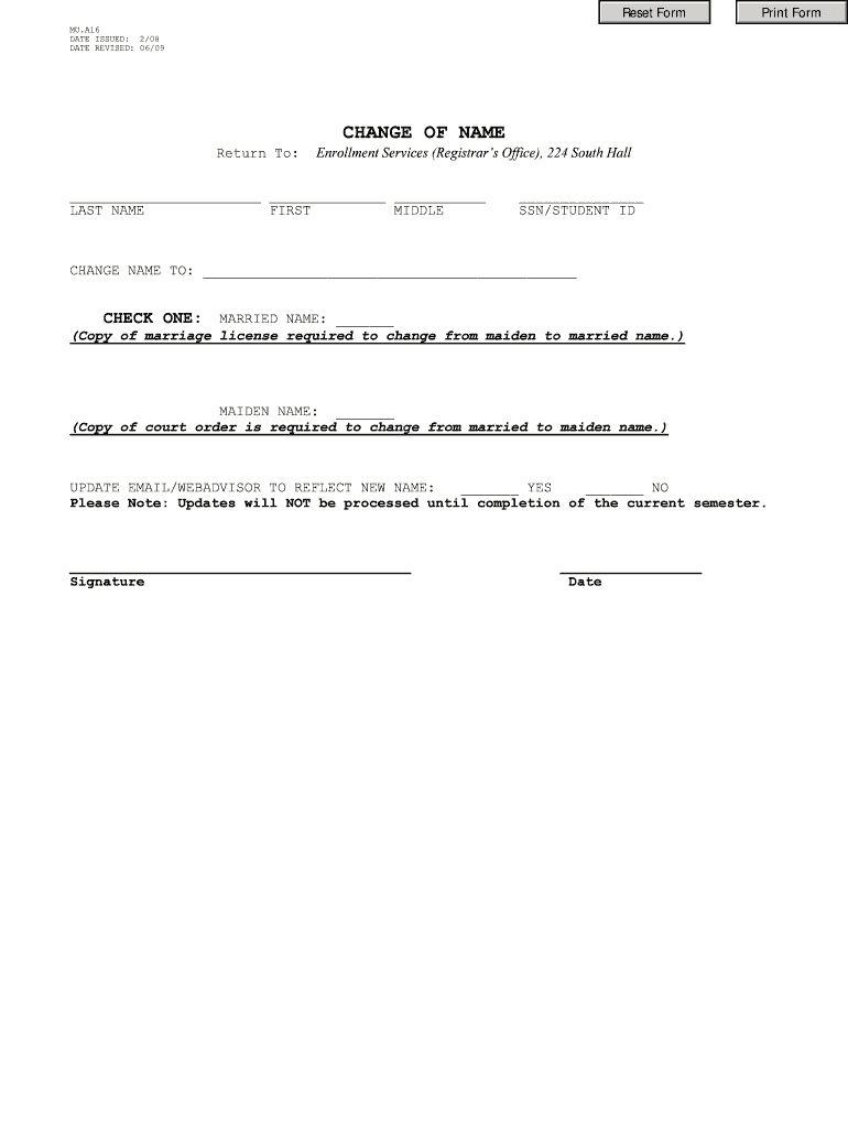 Fillable Online Change Of Name Form Fax Email Print PdfFiller