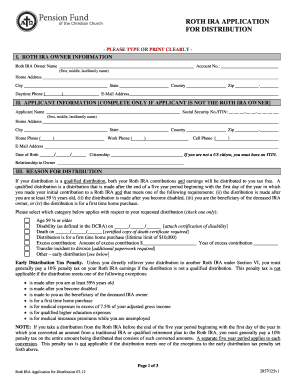 Fillable Online pensionfund Roth IRA Distribution Form - Pension Fund ...