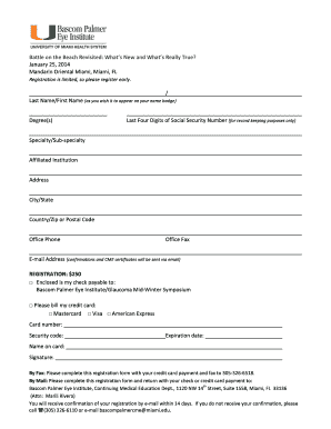 Fillable Online bascompalmer Early Registration Fax Email Print - pdfFiller