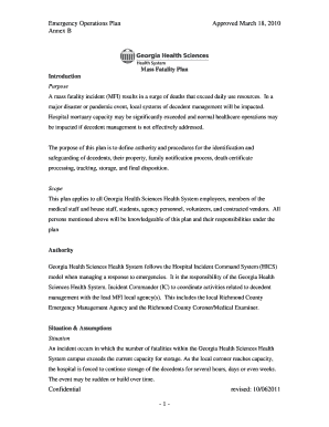 Fillable Online Annex B: Mass Fatality Plan - PAWS Fax Email Print ...