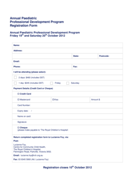 Fillable Online rch org Annual Paediatric Professional Development ...