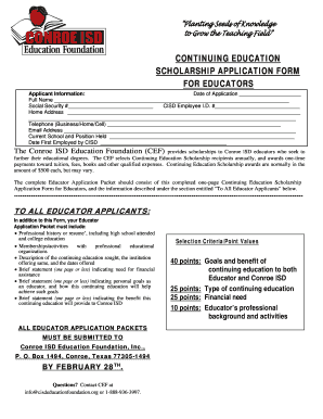 Fillable Online Continuing education scholarship application form for ...