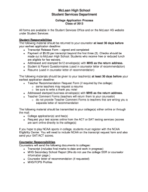 Fillable Online fcps McLean High School Student Services Department ...