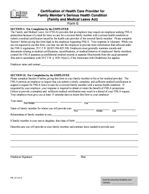 Fillable Online fcps Form E - Certification of Health Care Provider for ...