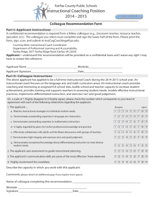 Fillable Online fcps Colleague Recommendation Form - Fairfax County ...