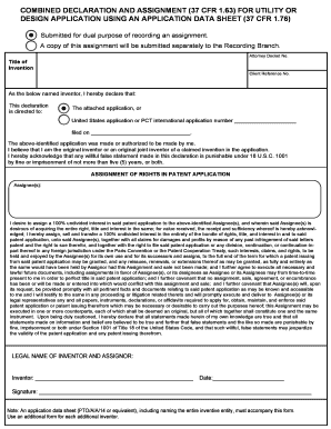 Fillable Online COMBINED DECLARATION AND ASSIGNMENT (37 CFR 1 Fax Email ...