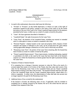 Fillable Online ALTA Form 13-06 ENDORSEMENT - Thomas Title & Escrow Fax ...