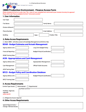 Fillable Online finance gov CBMS Production Environment - Finance ...
