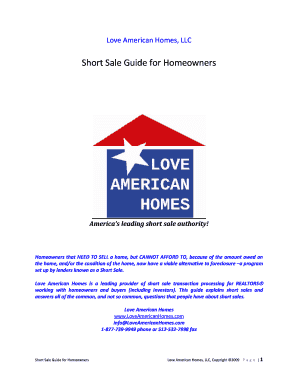 Fillable Online LAmH Short Sale Guide for Homeowners. LAmH Short Sale ...